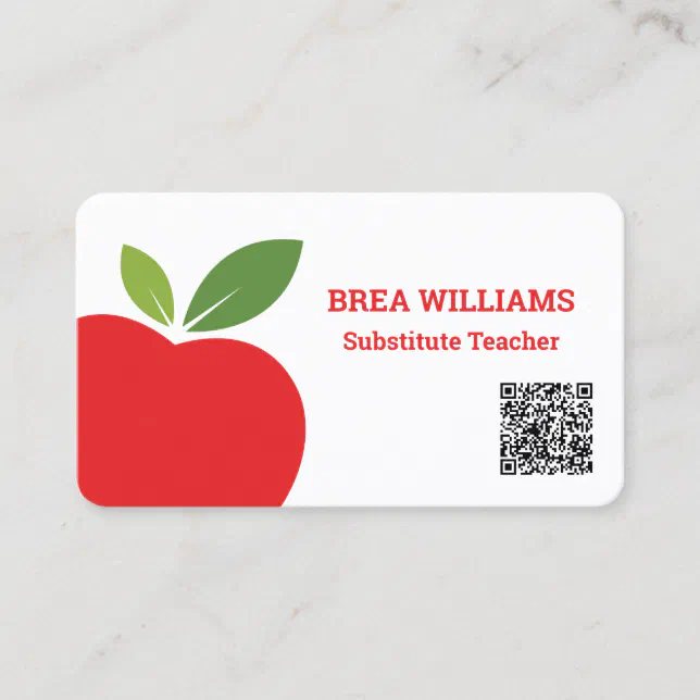 Tutor Substitute Teacher Custom QR Code Business Card | Zazzle