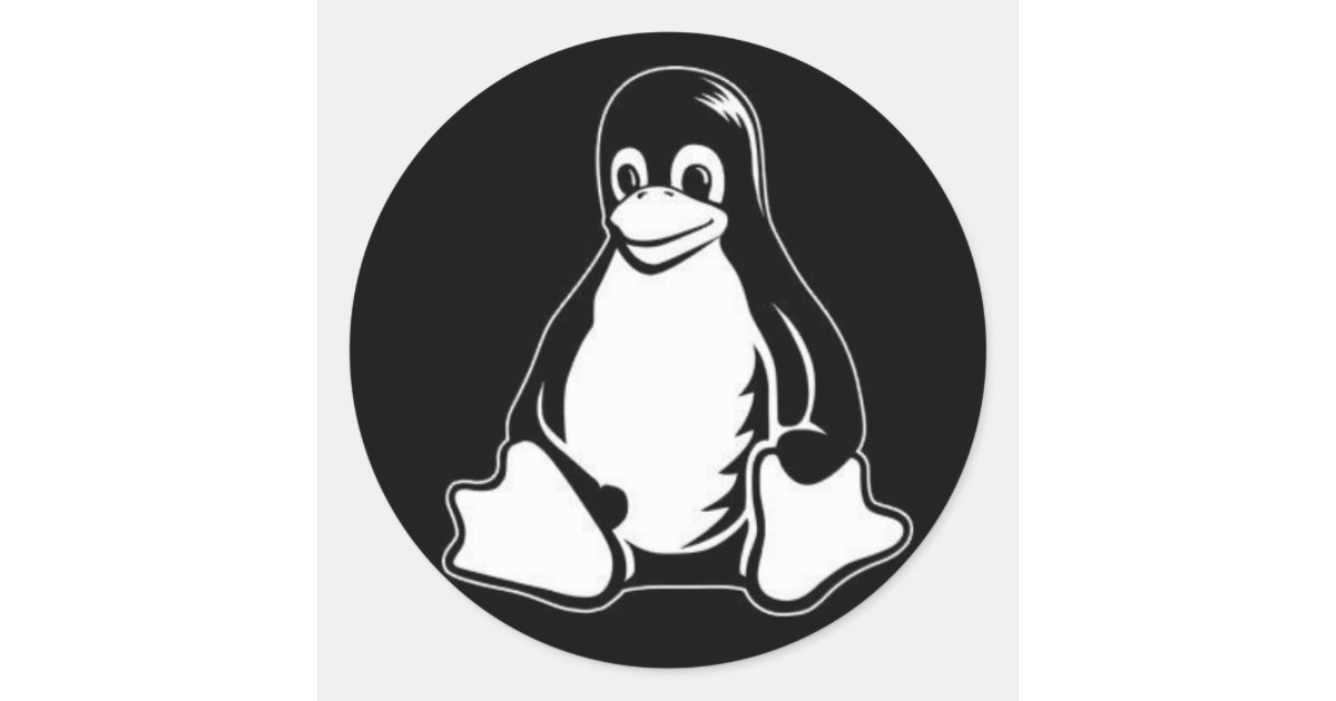 Tux Black Classic Round Sticker | Zazzle