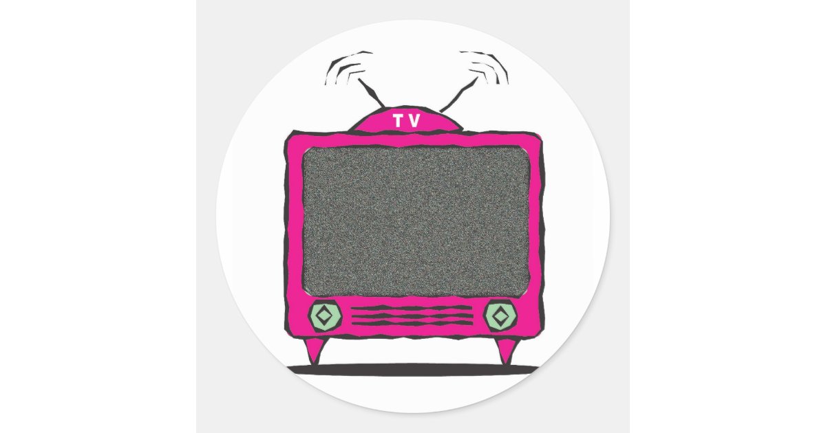 tv / television icon classic round sticker | Zazzle