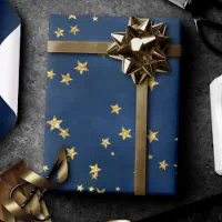 Twinkle Little Star Navy Blue Copper Gold Dust Wrapping Paper Zazzle