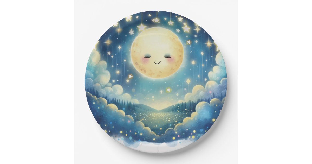 Twinkle Little Star Watercolor Baby Shower Paper Plate | Zazzle
