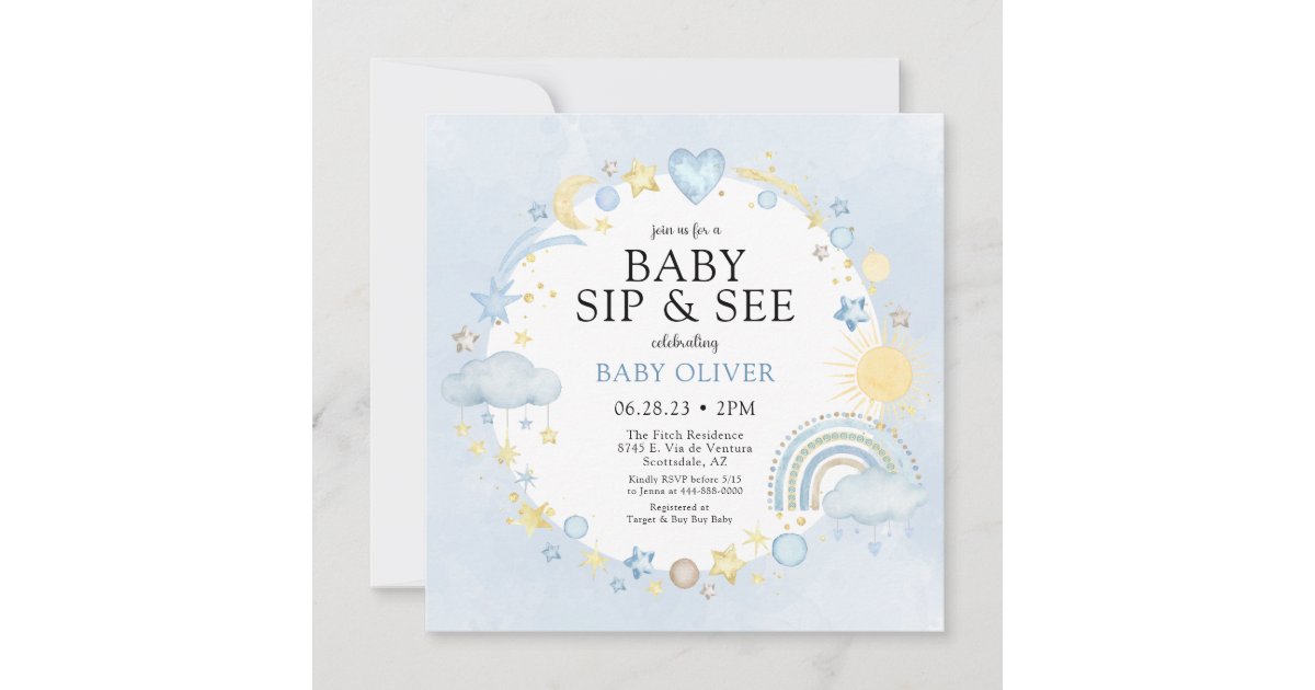Twinkle Twinkle Boy Sip and See Invitation | Zazzle