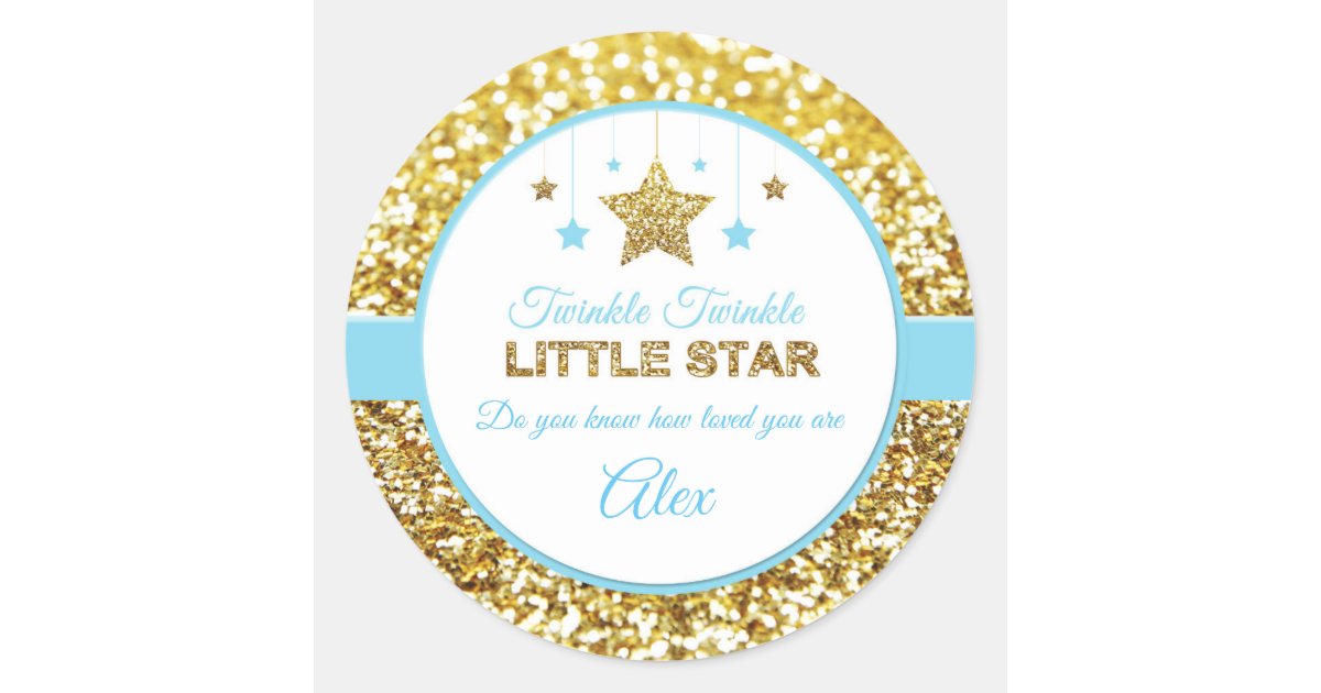 Twinkle twinkle little star stickers baby blue | Zazzle