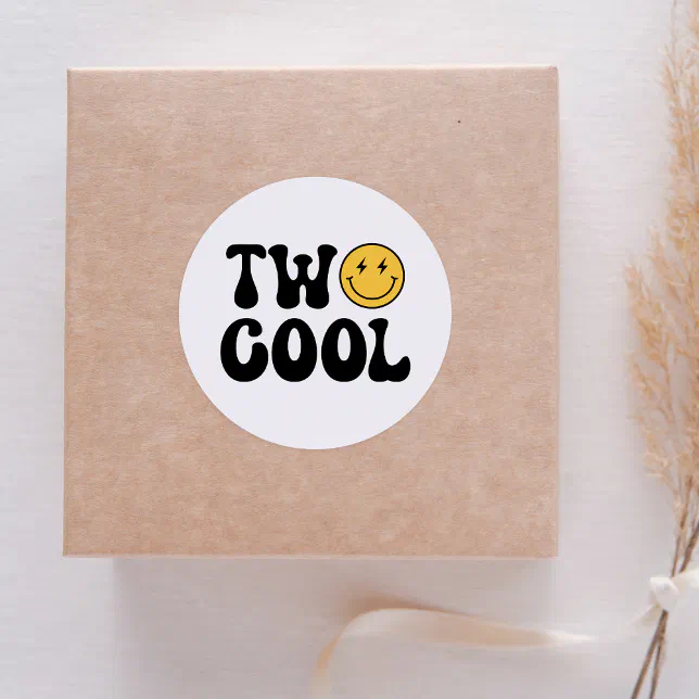 Two Cool Retro Happy Face 2nd Birthday Classic Round Sticker | Zazzle