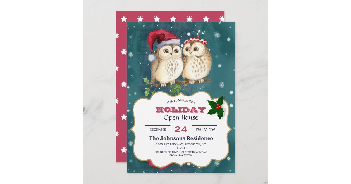Two cute drawn Owls Invitation | Zazzle