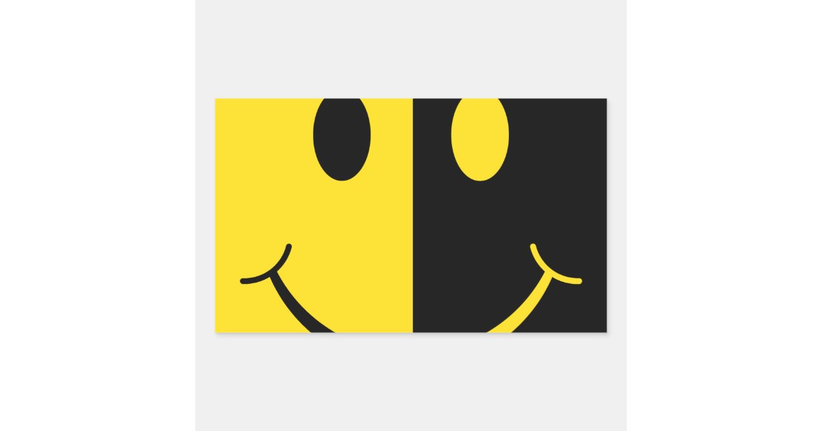 Two Faced Smiley Face Rectangular Sticker | Zazzle