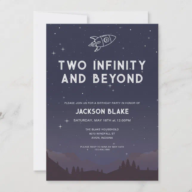 Two Infinity and Beyond Second Birthday Party Invitation | Zazzle