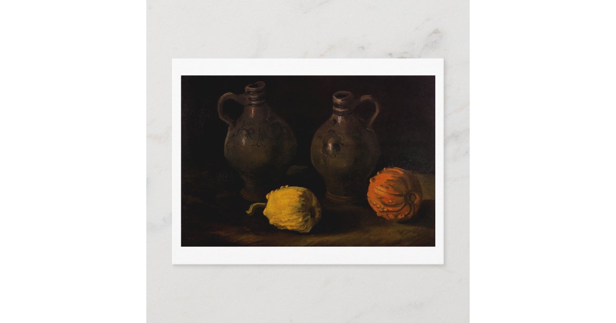 Two Jars and Two Pumpkins Van Gogh Fine Art Postcard | Zazzle
