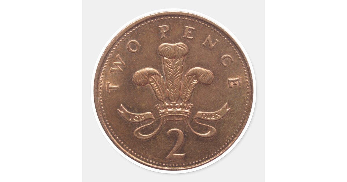 Two Pence coin Classic Round Sticker | Zazzle