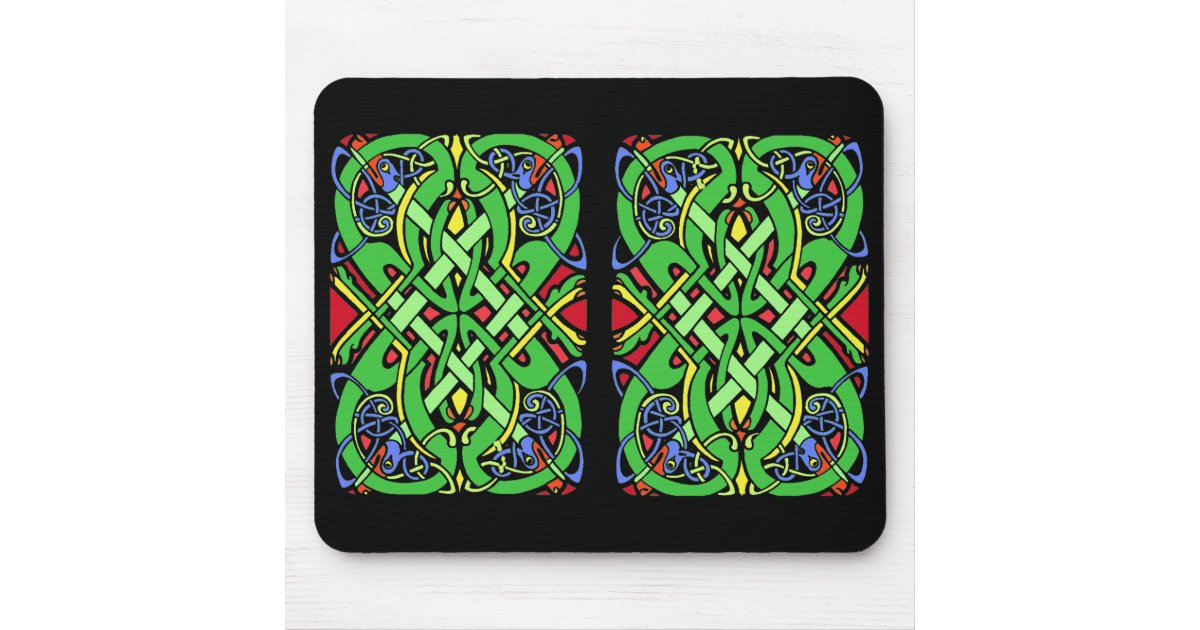 Two Rectangular Irish Celtic Knot Designs on Black Mouse Mat | Zazzle