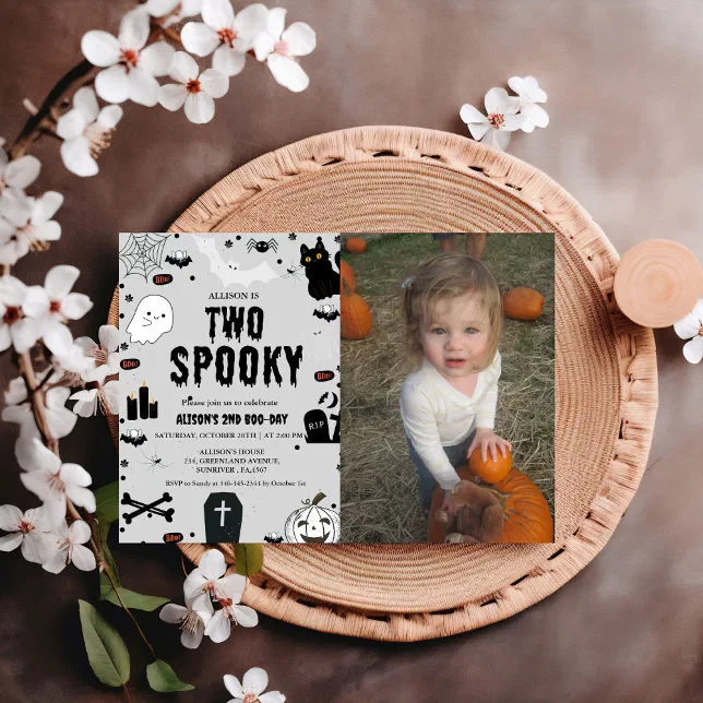 Two Spooky Ghost Halloween 2nd Birthday party Invitation | Zazzle