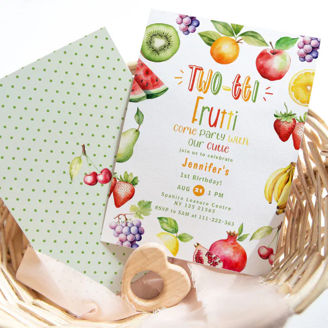 Two-tti Frutti such a cutie fruits 2nd birthday Invitation | Zazzle