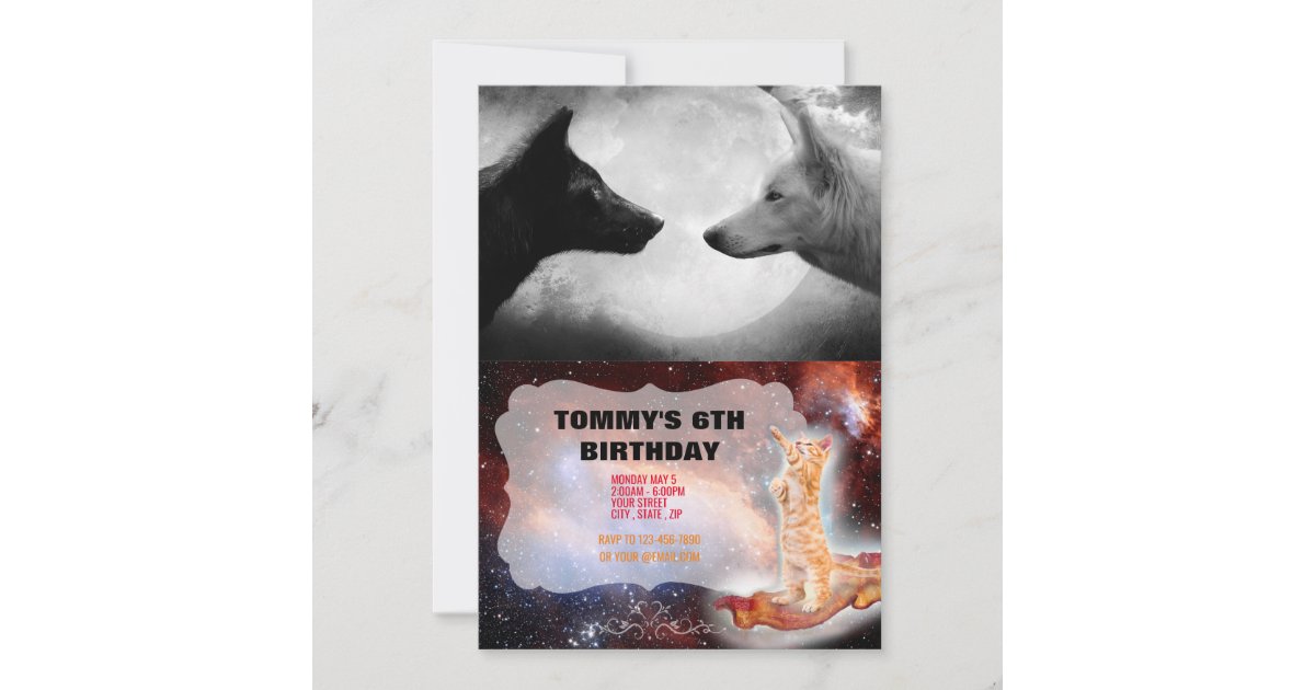 Two wolves facing each other invitation | Zazzle