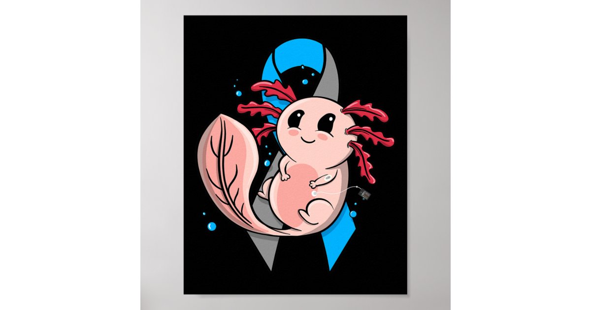 Type 1 Diabetes T1D Awareness Cute Axolotl Insulin Poster | Zazzle