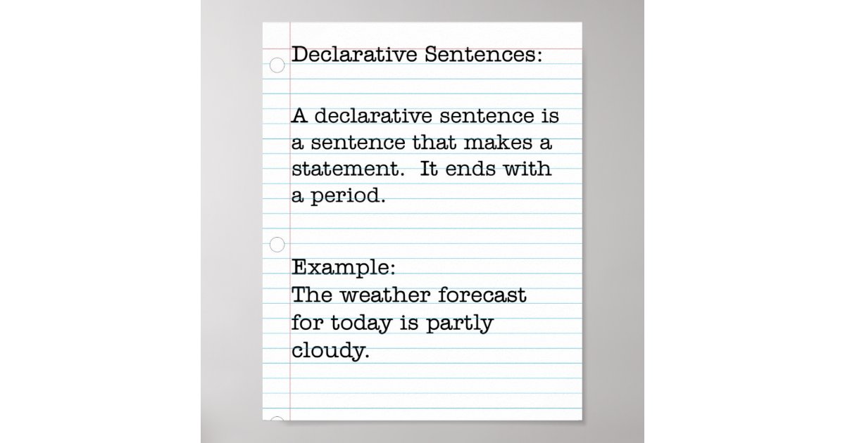 Types of Sentences: Declarative Sentences Poster | Zazzle