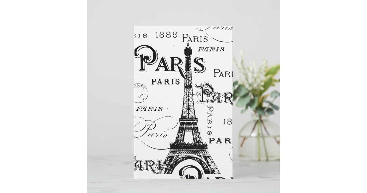 Typography Calligraphy Paris France Eiffel Tower | Zazzle