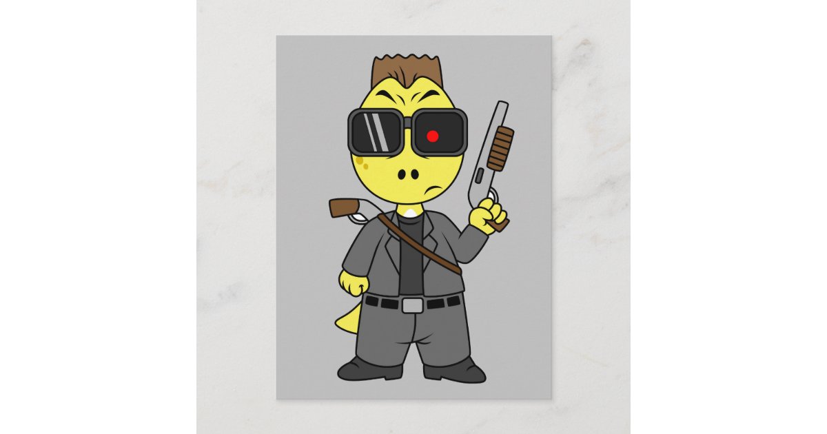 Tyrannosaurus Rex Dressed As The Terminator. Postcard | Zazzle