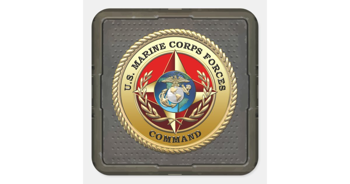 U.S. Marine Corps Forces Command (MARFORCOM) [3D] Square Sticker | Zazzle