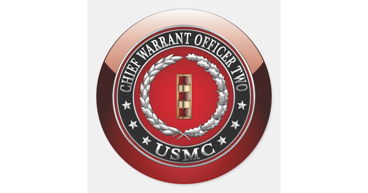 U.S. Marines: Chief Warrant Two (USMC CWO-2) [3D] Classic Round Sticker ...
