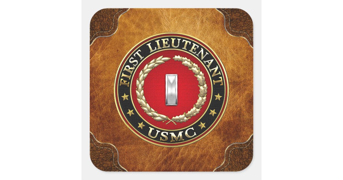 U.S. Marines: First Lieutenant (USMC 1stLt) [3D] Square Sticker | Zazzle