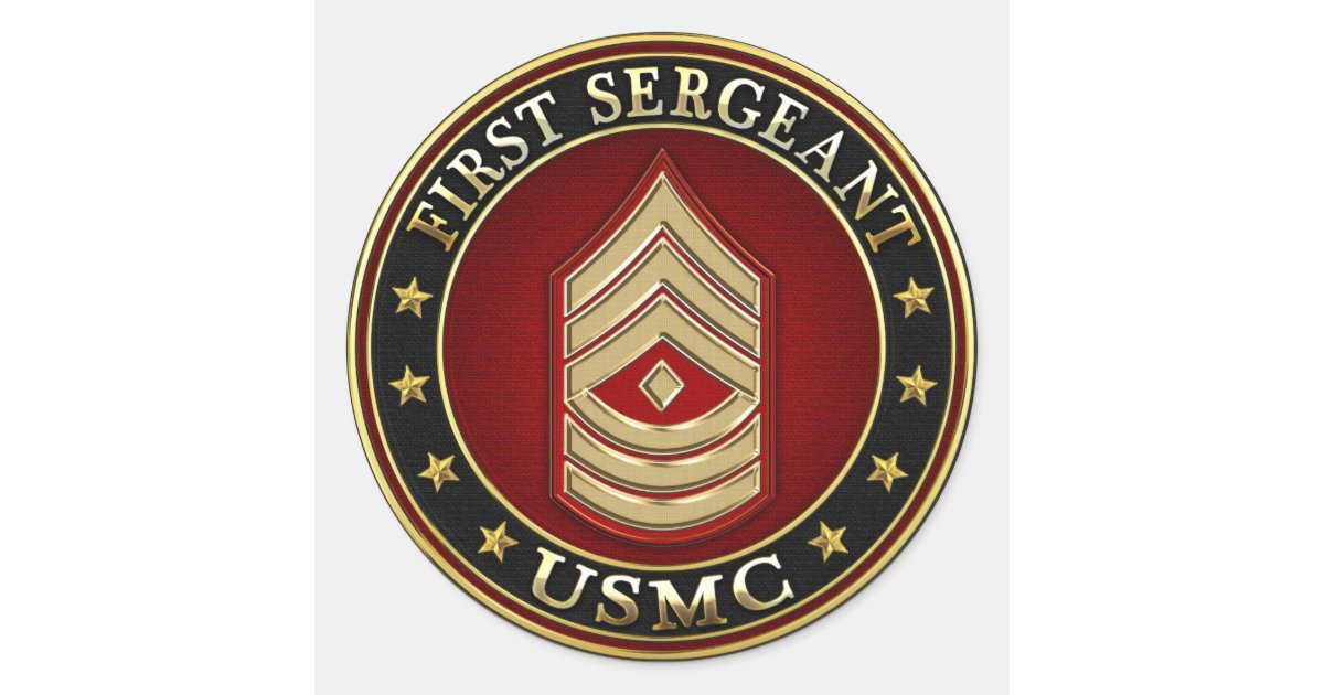 U.S. Marines: First Sergeant (USMC 1stSgt) [3D] Classic Round Sticker | Zazzle