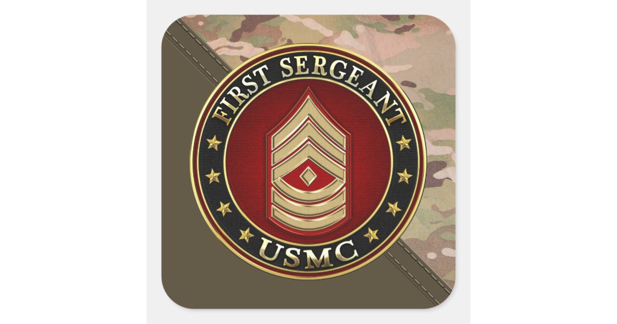 U.S. Marines: First Sergeant (USMC 1stSgt) [3D] Square Sticker | Zazzle