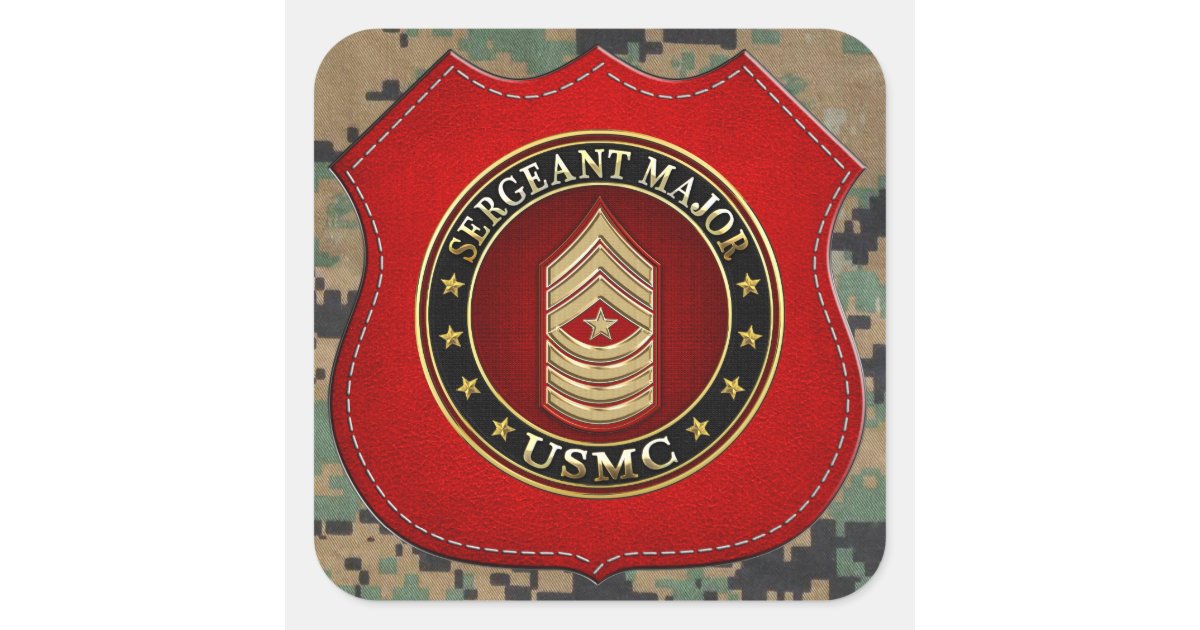 U.S. Marines: Sergeant Major (USMC SgtMaj) [3D] Square Sticker | Zazzle
