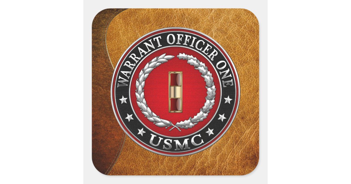 U.S. Marines: Warrant Officer One (USMC WO-1) [3D] Square Sticker | Zazzle