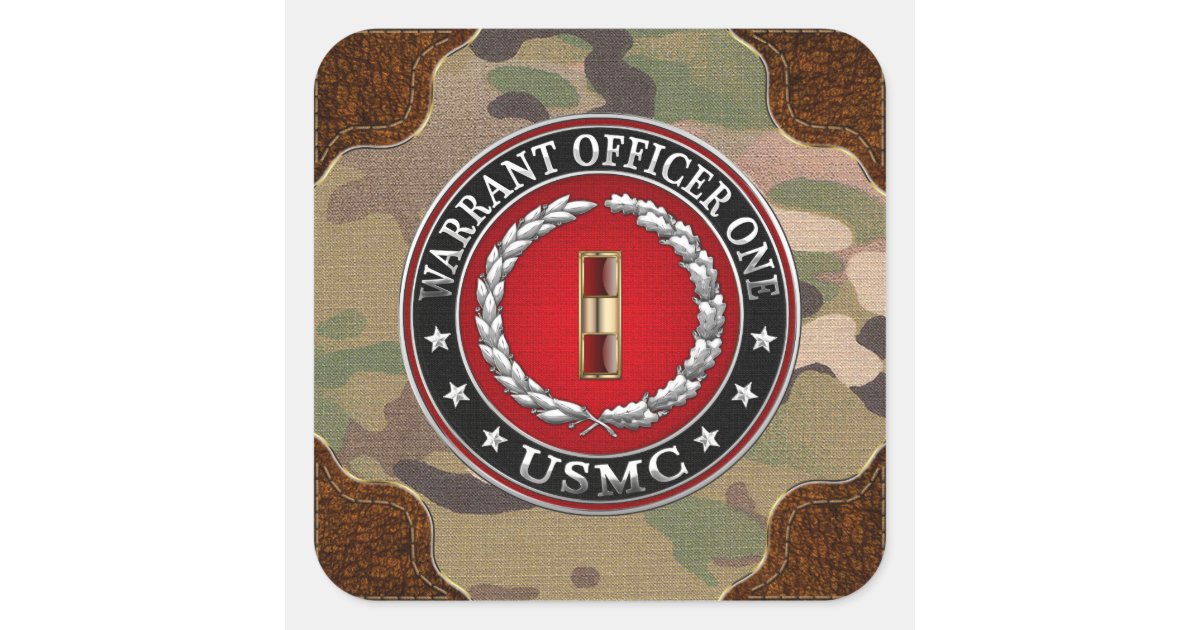 U.S. Marines: Warrant Officer One (USMC WO-1) [3D] Square Sticker | Zazzle