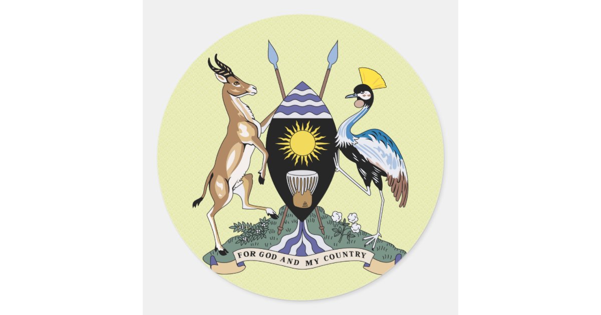 Uganda Coat of Arms detail Classic Round Sticker | Zazzle