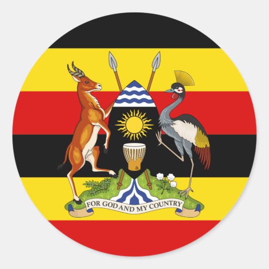Ugandan Flag & Coat of Arms, Flag of Uganda Classic Round Sticker ...