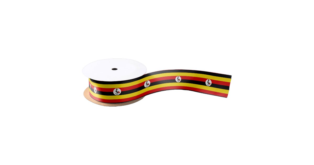 Ugandan flag ribbon satin ribbon | Zazzle