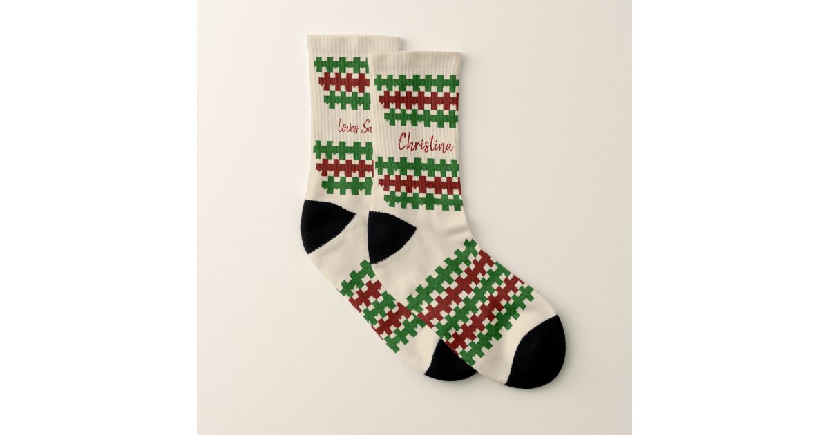 Ugly Christmas Socks Custom Name Loves Santa | Zazzle