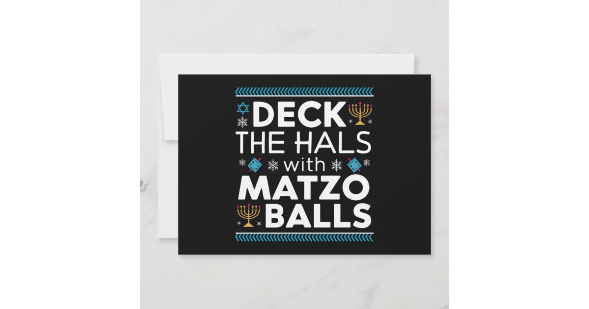 Ugly Hanukkah Deck Hall With Matzo Ball Chanukah Invitation | Zazzle