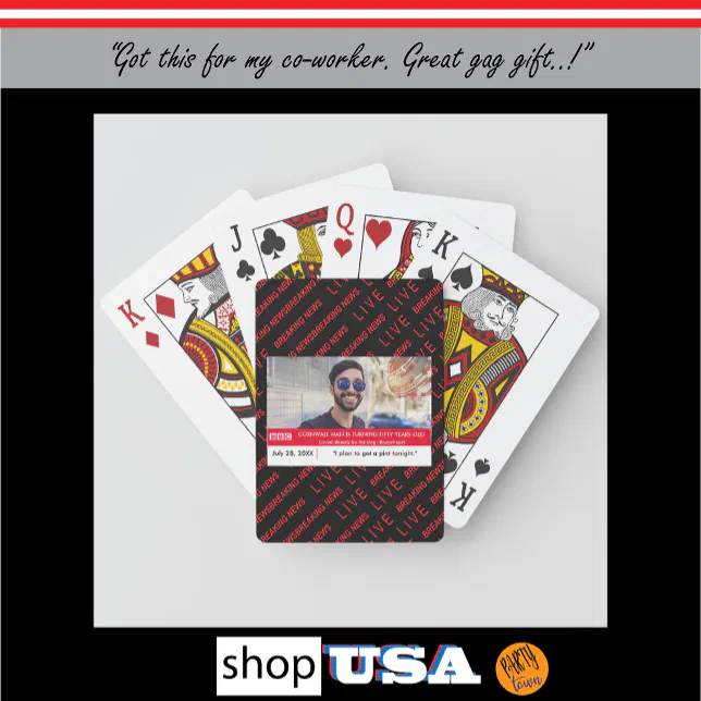 UK British Funny 50th Birthday Fake News Playing Cards | Zazzle