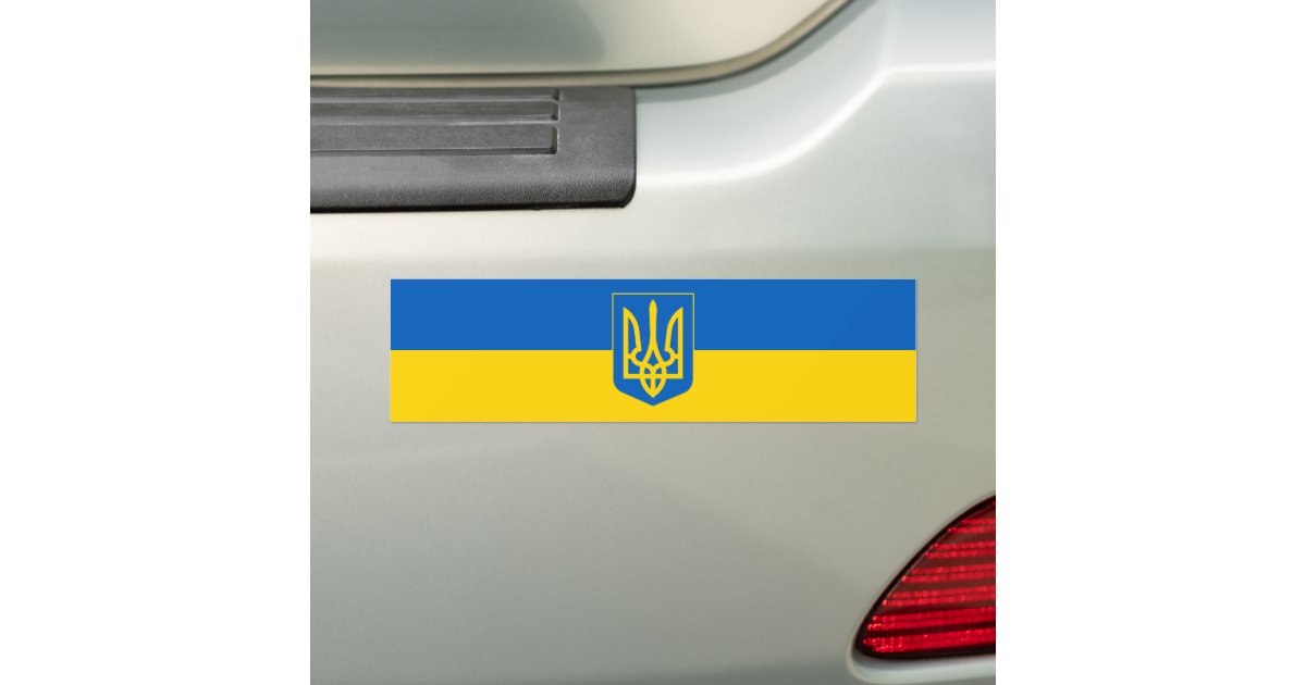 Ukraine Flag Trident Support Ukrainian Bumper Sticker | Zazzle