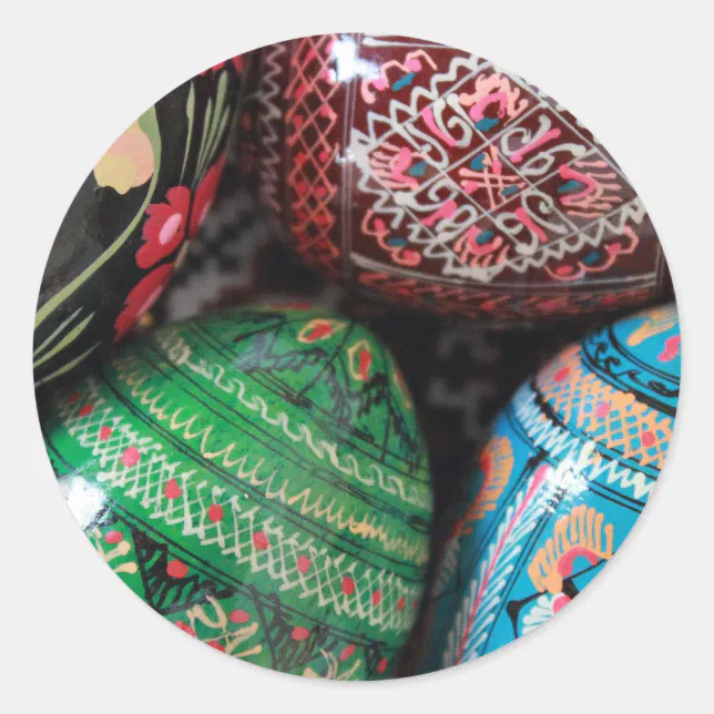 Ukrainian pysanky - easter eggs classic round sticker | Zazzle