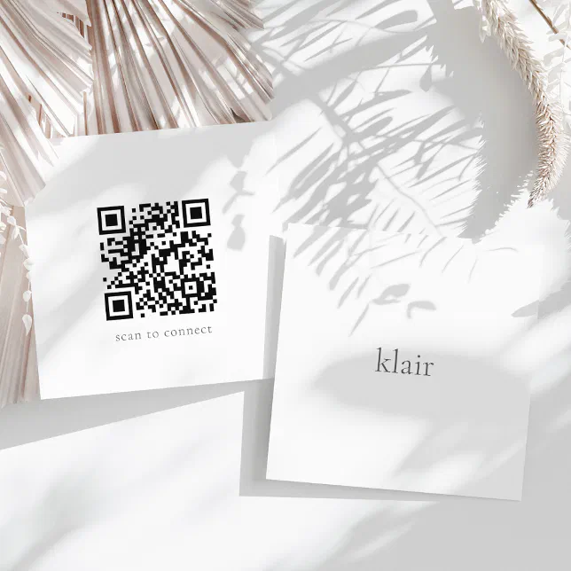 Ultra Minimal Name & QR Code Square Business Card | Zazzle