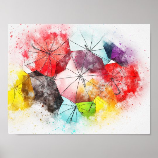 Umbrellas Colourful Abstract Poster | Zazzle.co.uk