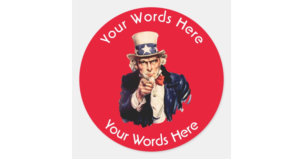 Uncle Sam Custom Classic Round Sticker | Zazzle