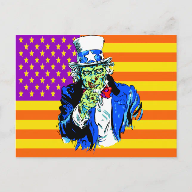 Uncle Zombie Sam Postcard | Zazzle