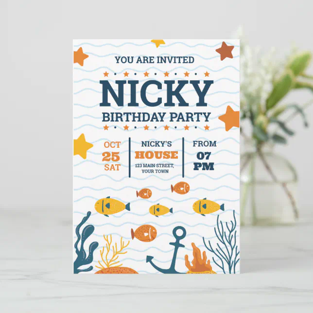 Under The Sea Birthday Invite, Ocean Animals Party Invitation | Zazzle