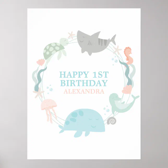 Under The Sea First Birthday Poster | Zazzle