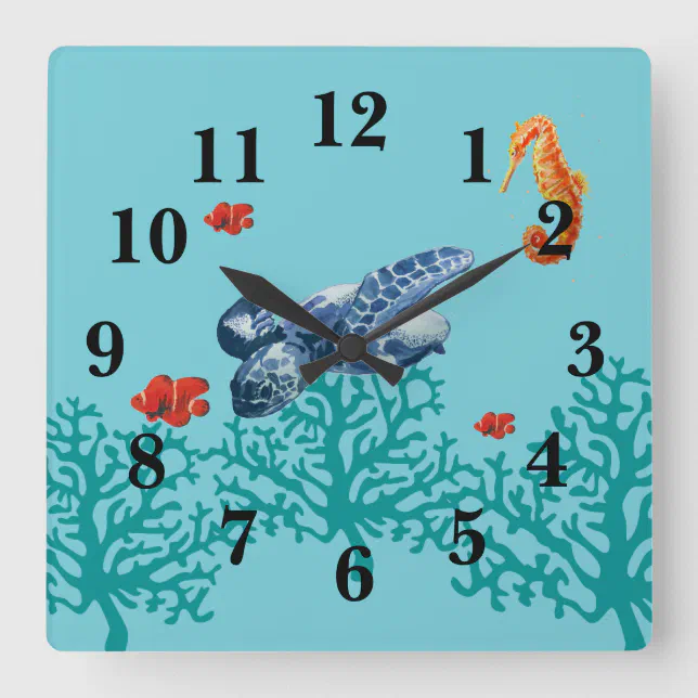 Under the Sea Ocean Square Wall Clock | Zazzle