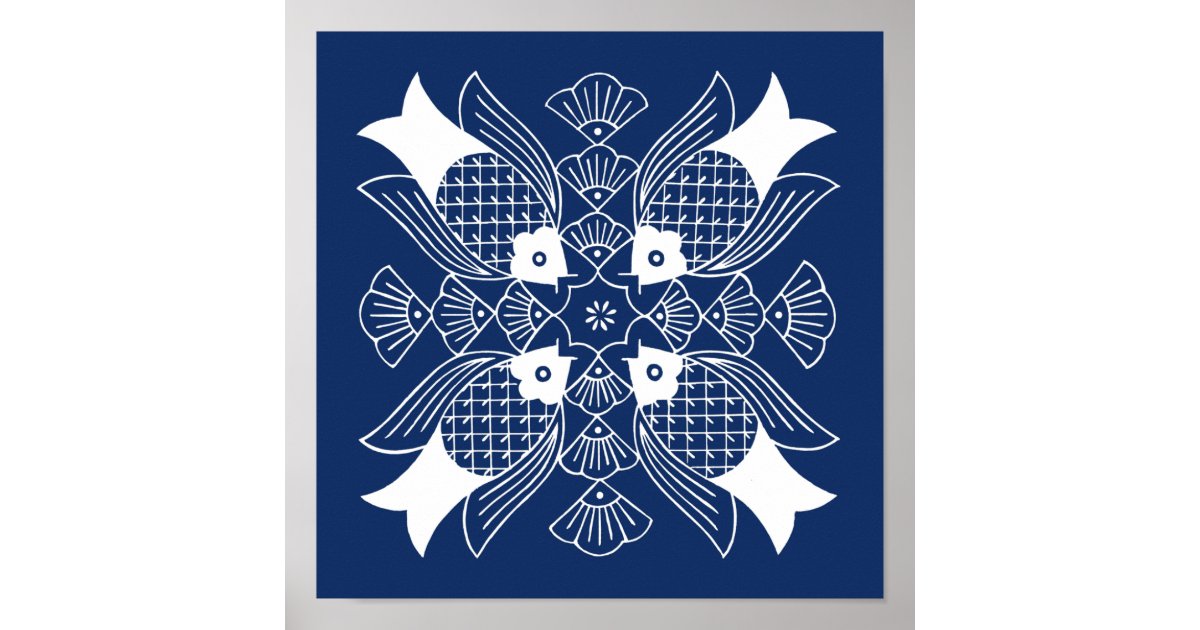 Underwater Fish Design with Blue Background Poster | Zazzle