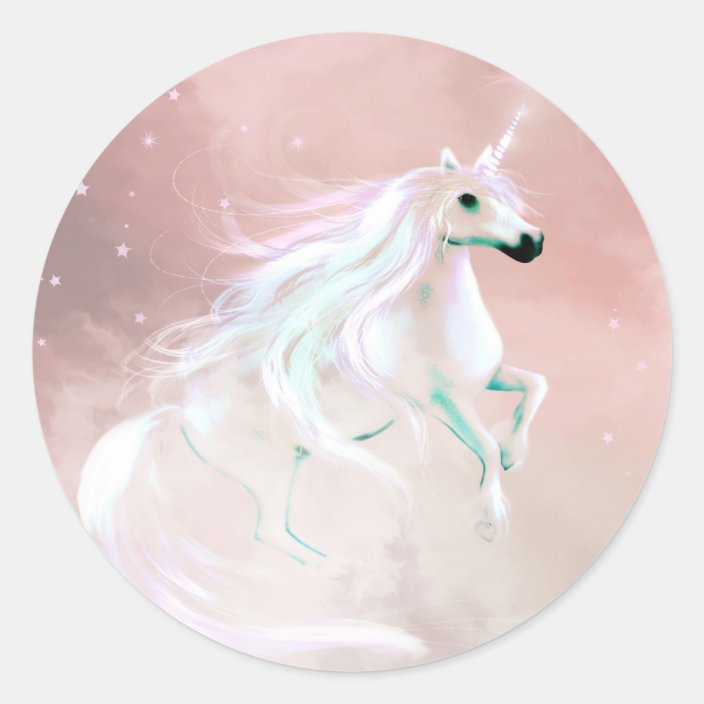 Unicorn Classic Round Sticker | Zazzle.co.uk