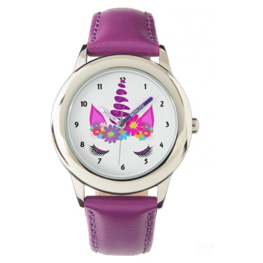 Unicorn Flowery Super Cute Girly Watch | Zazzle.co.uk