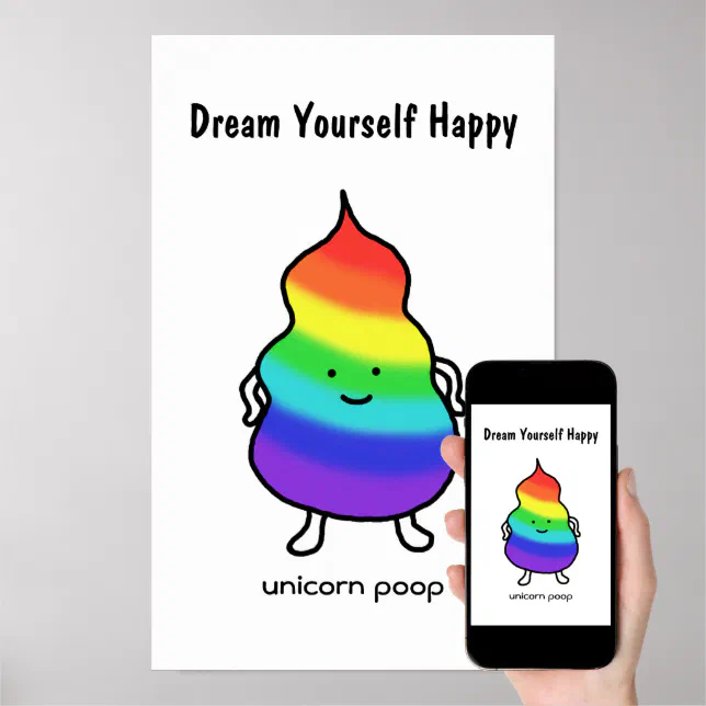 Unicorn Poop Funny Inspirational Poster Rainbow | Zazzle