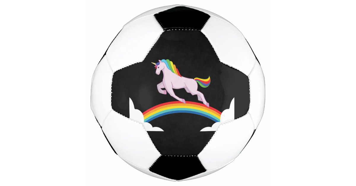Unicorn with rainbow football | Zazzle
