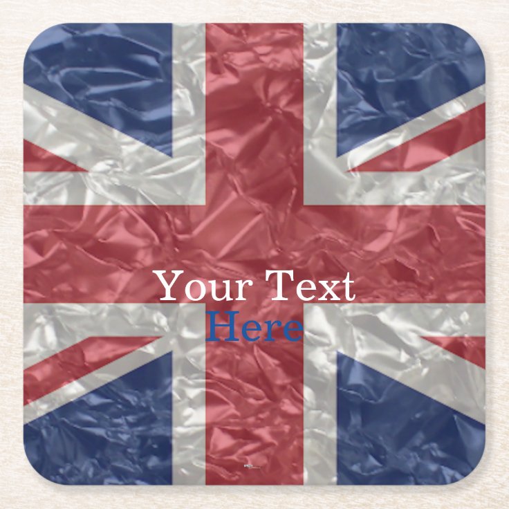 Union Jack Flag - Crinkled Square Paper Coaster | Zazzle
